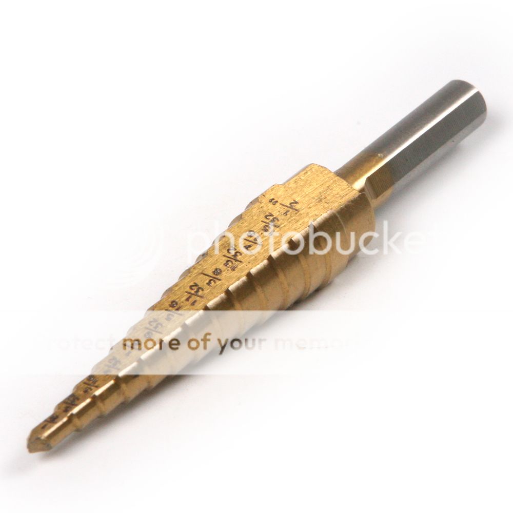 5pc Steps Down Drill Bit Titanium Coated HSS Step Bits Multi Cut ...